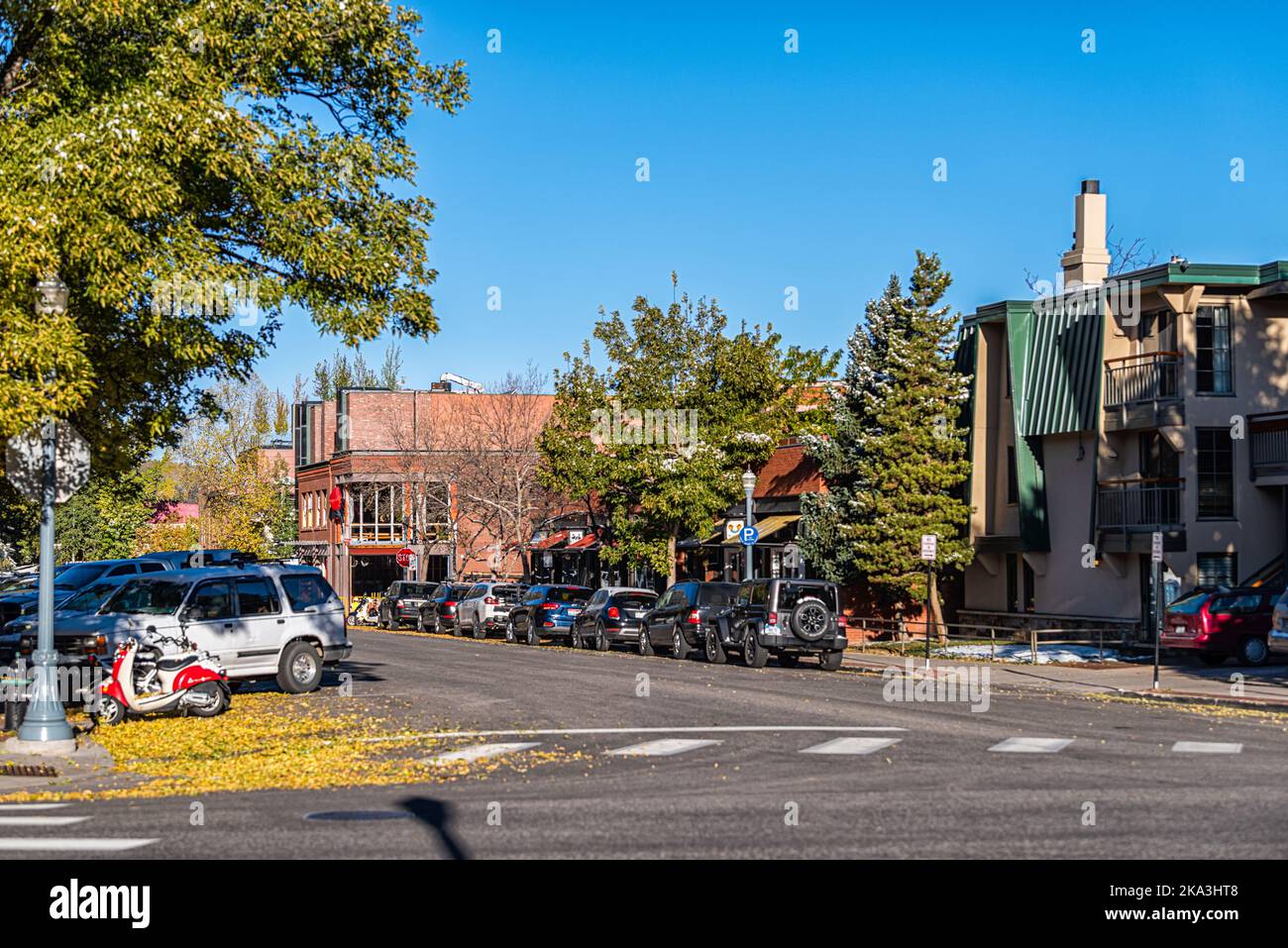 Aspen, USA - October 11, 2019: Main street in ski resort town city of ...