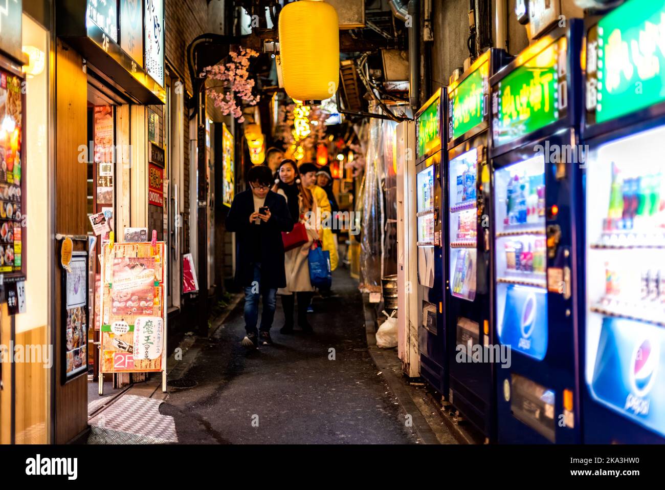 Tokyo, Japan - April 3, 2019: Shinjuku night Memory lane omoide yokocho ...