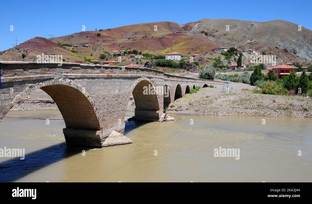 The Kizilirmak Bridge, located in Kalecik, Turkey, was built during the ...