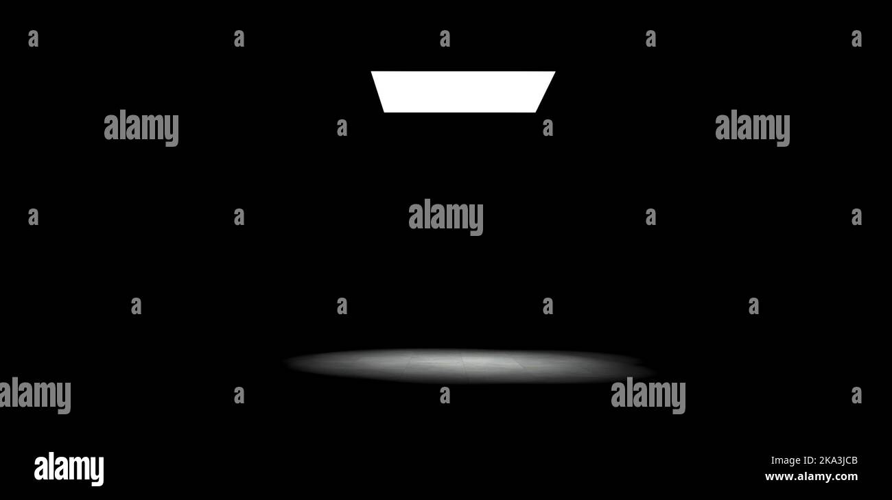 Invisible light enters a dark room through an imaginary ceiling ...