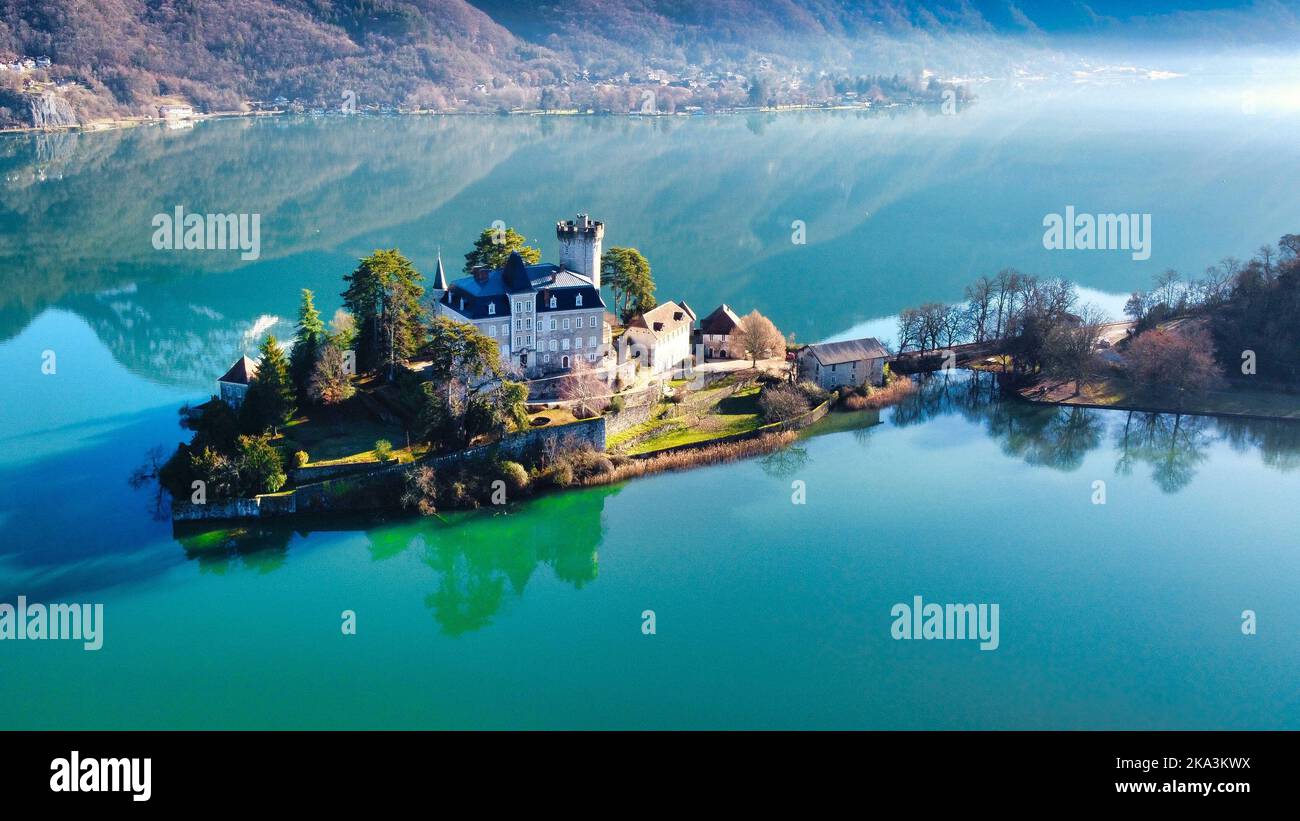 A beautiful view of a building on a small island on the ocean Stock ...