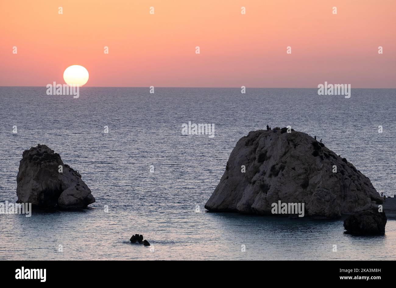 Sunset at Aphrodite's Rock, Paphos district, Cyprus Stock Photo - Alamy