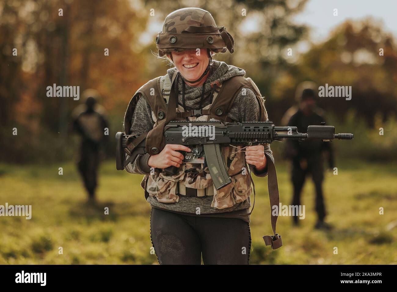 Wroclaw, Poland. 29th Oct, 2022. A participant smiles wearing fatigues ...