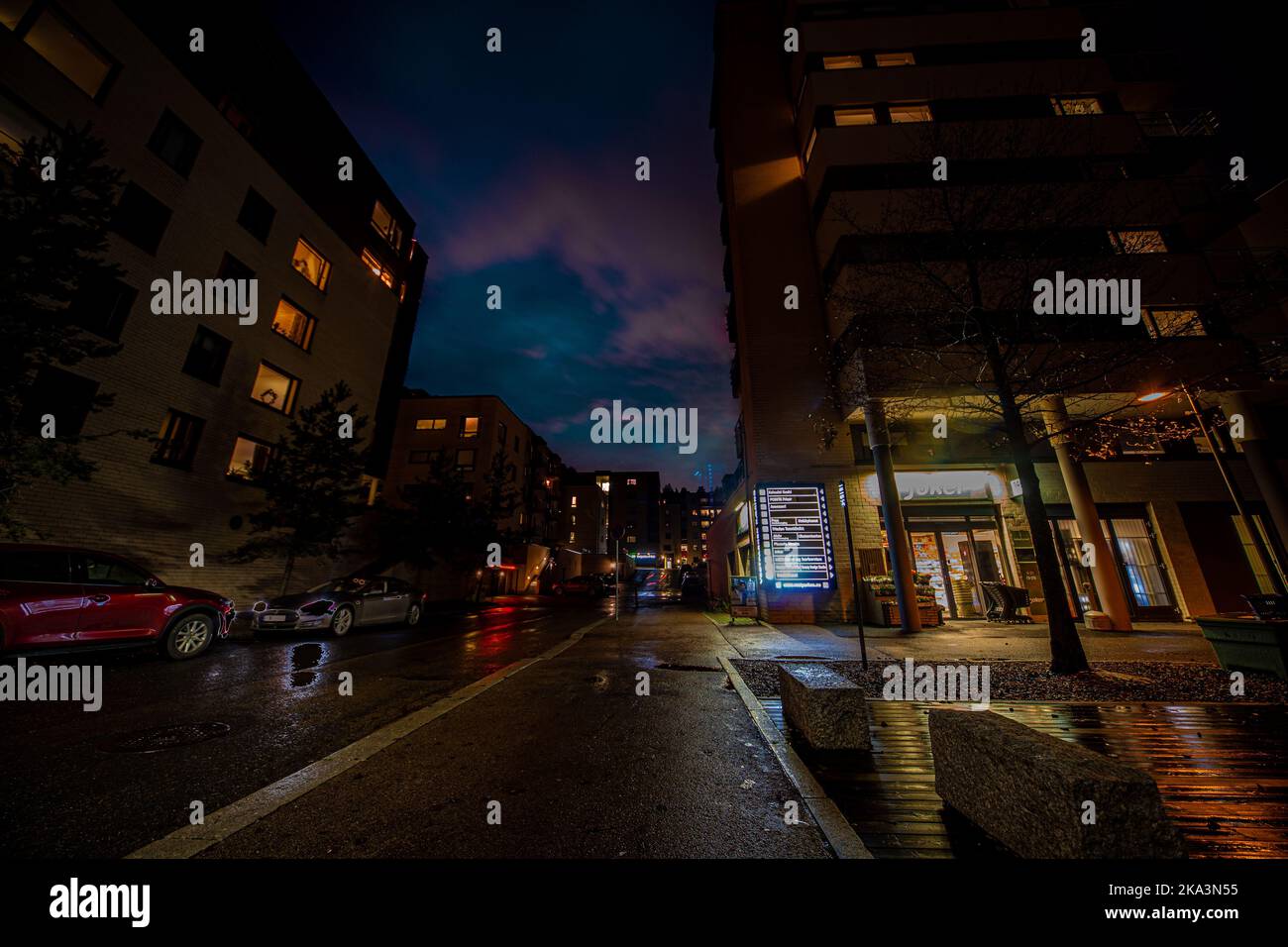 Lorenskog By the Triad by night Norway Stock Photo - Alamy