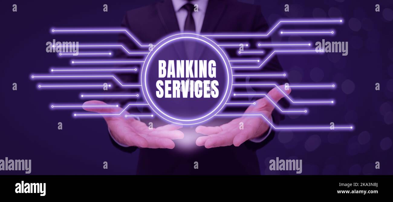 Conceptual display Banking Services, Word Written on products are ... Conceptual display Banking Services, Word Written on products are ...
