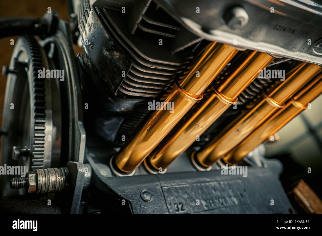 Copper pipes on engine assembly Stock Photo - Alamy