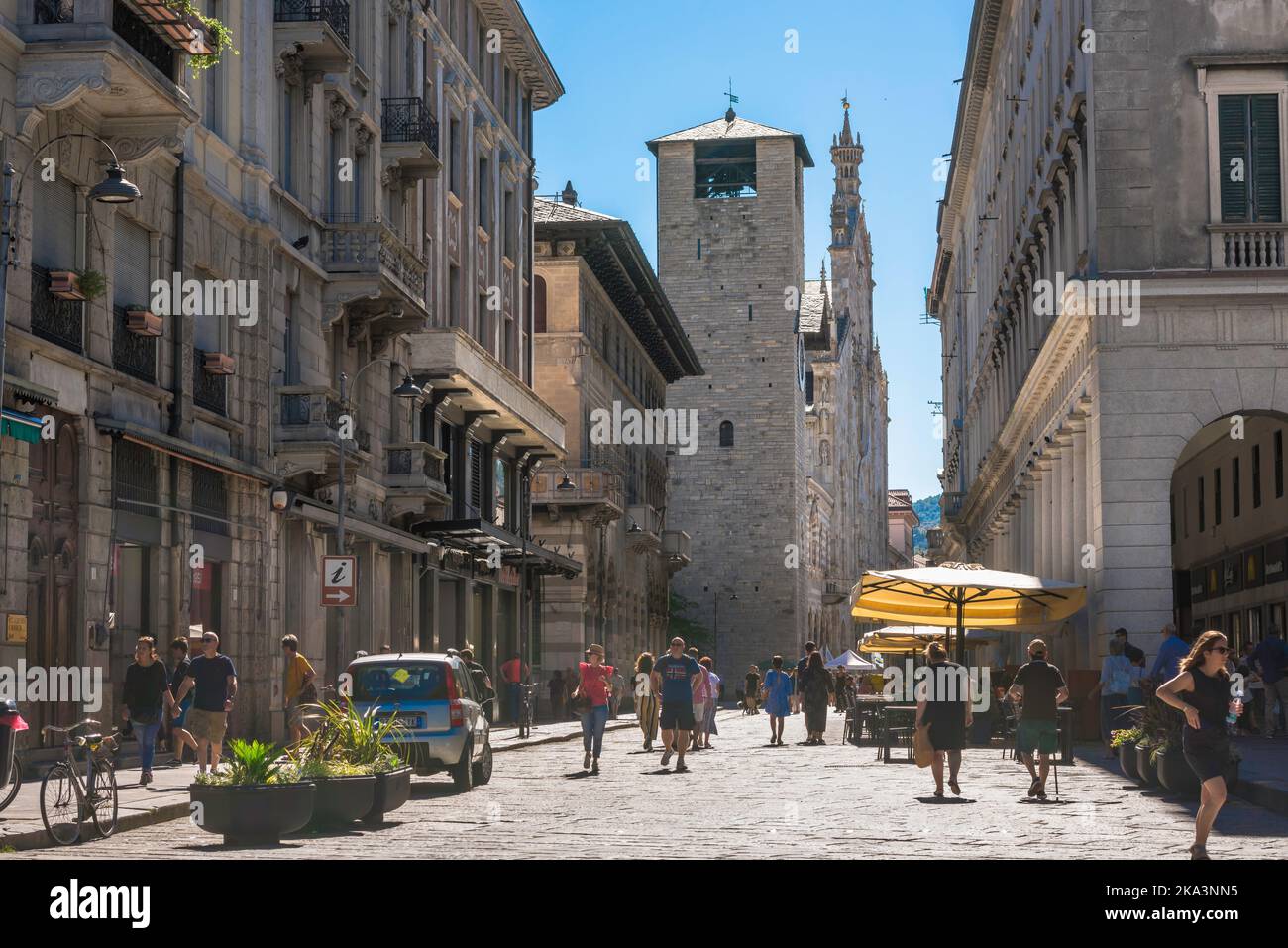 Como city center, view in summer of the scenic Via Caio Plinio leading ...