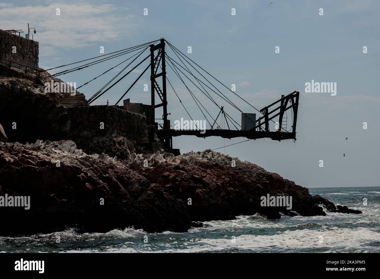 A scenic view of the Guano harvesting station in the Islas Ballestas ...