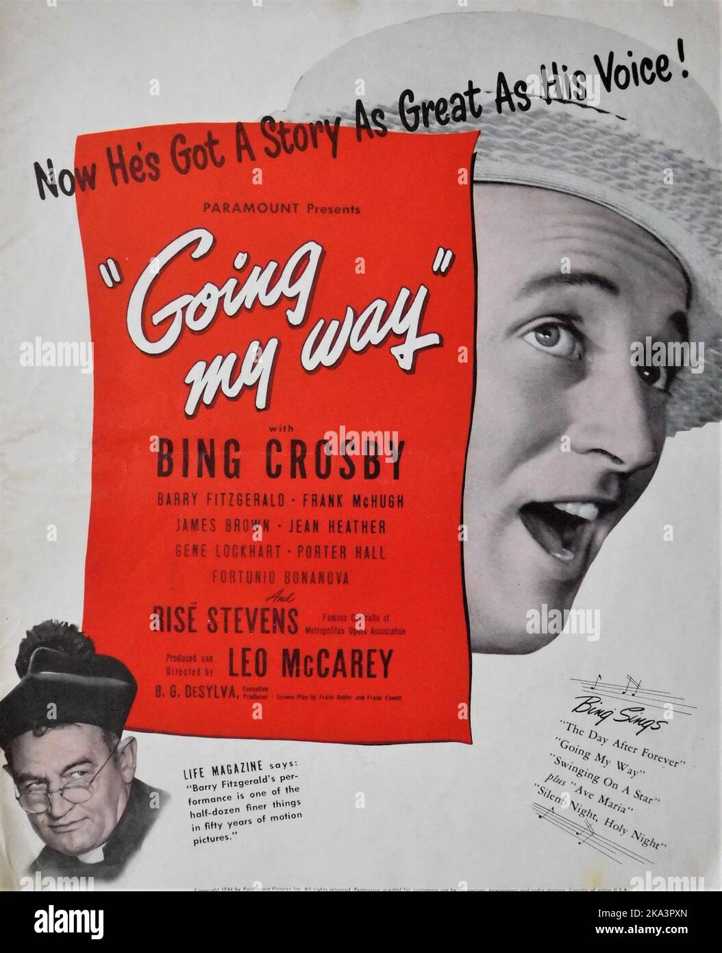 BING CROSBY BARRY FITZGERALD and RISE STEVENS in GOING MY WAY 1944 ...