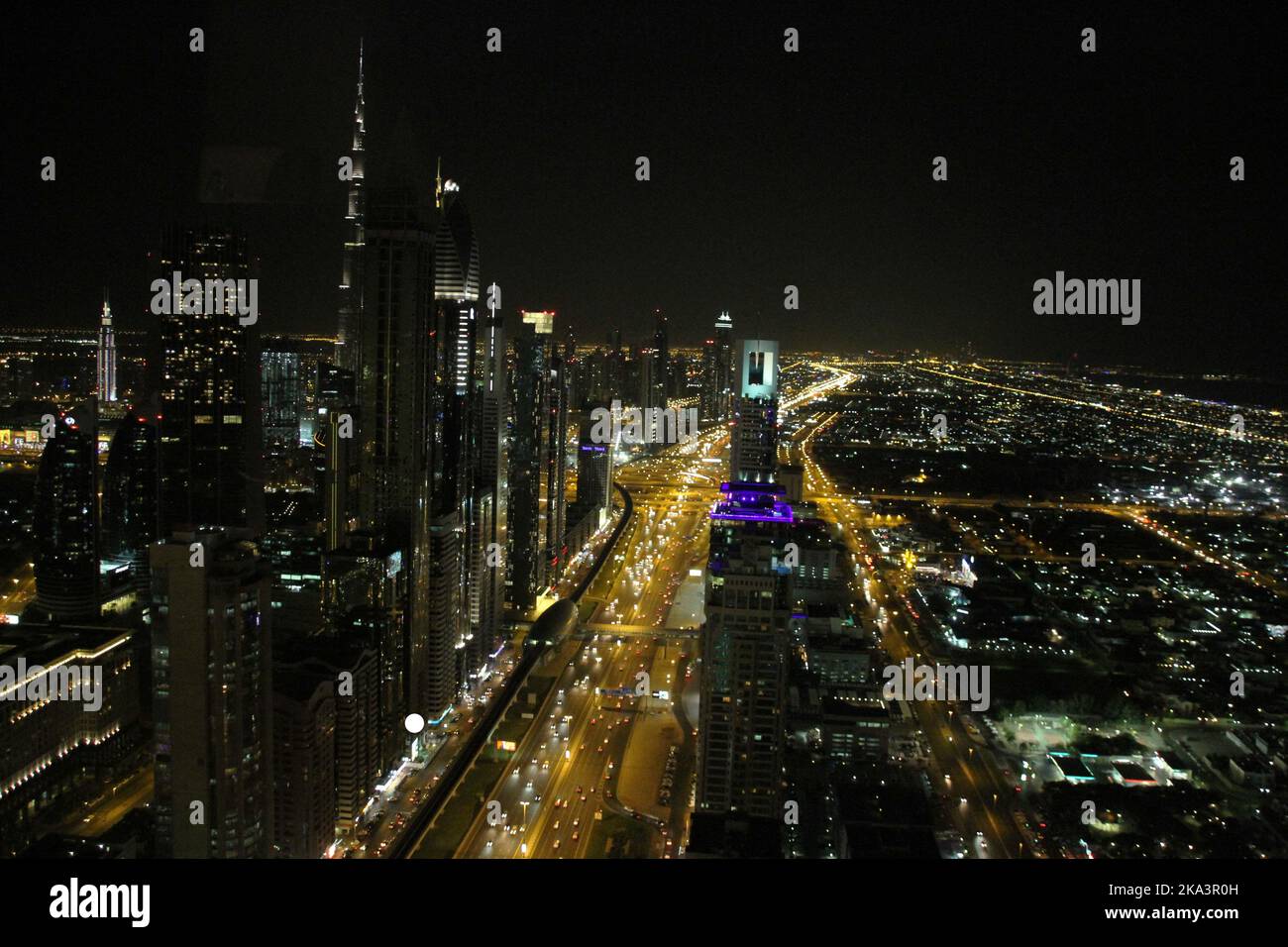 An aerial view of a city at night Stock Photo - Alamy