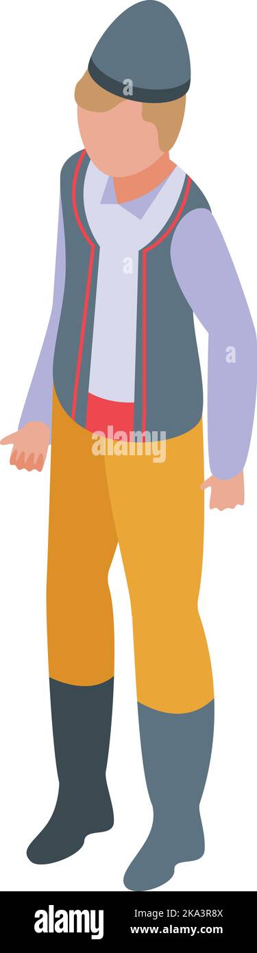 Macedonia traditional cloth guy icon isometric vector. Travel city ...