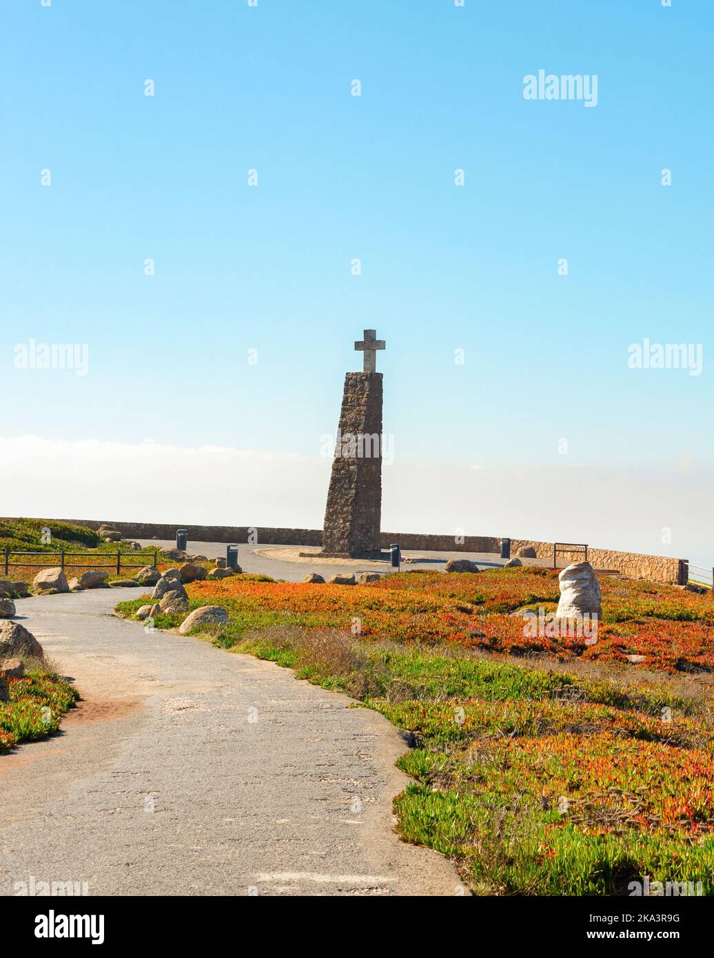 Cabo da Roca Cross monument at the cliff, westernmost point, Sintra ...