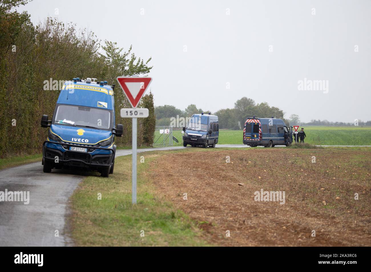 The Bassine protected by police forces (Gendarmerie) as protesters ...