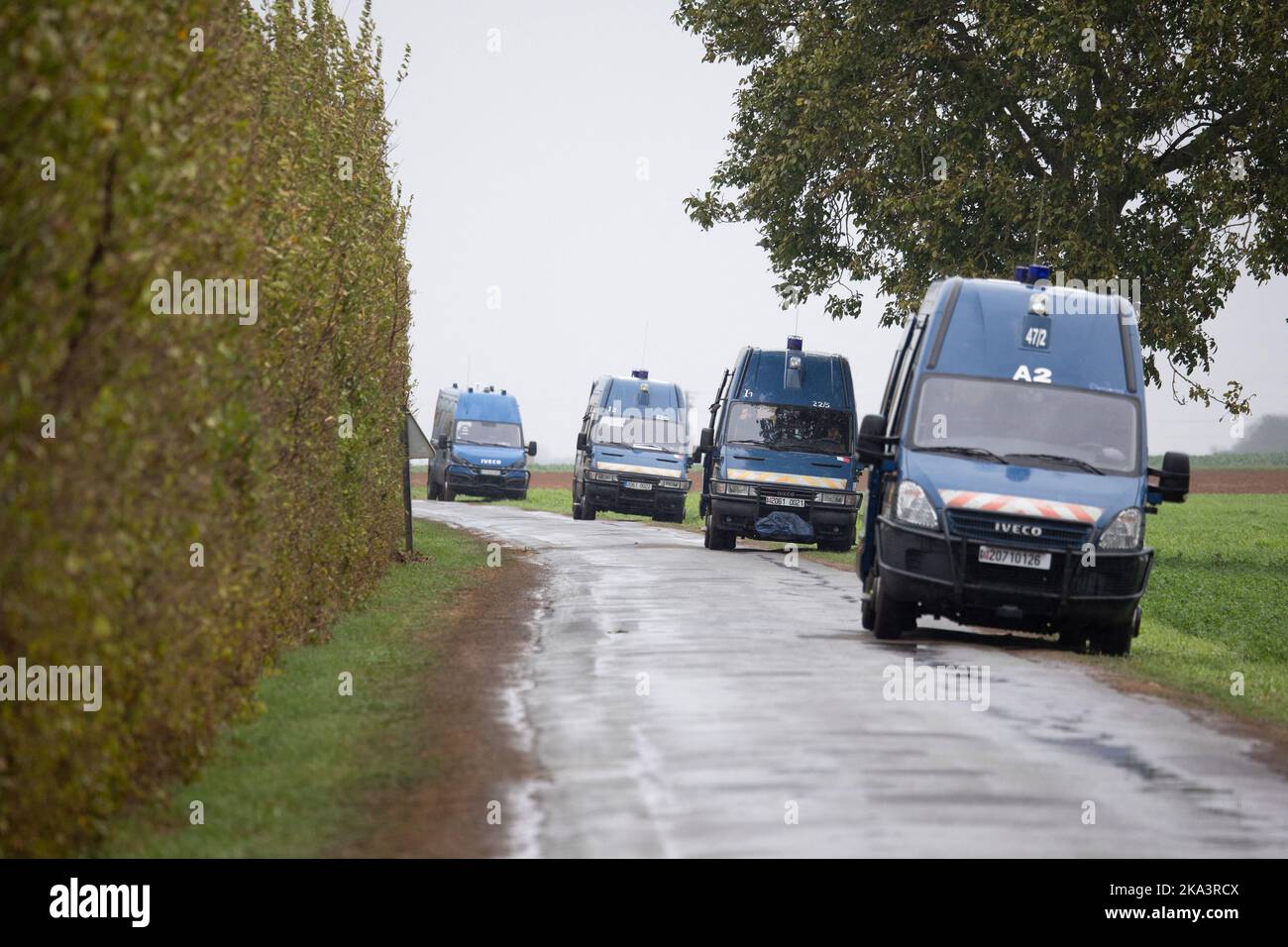 The Bassine protected by police forces (Gendarmerie) as protesters ...