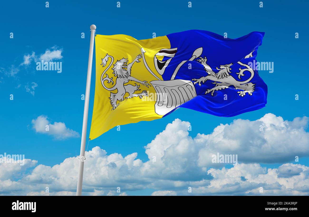 flag of Bantu peoples Toro people at cloudy sky background, panoramic ...