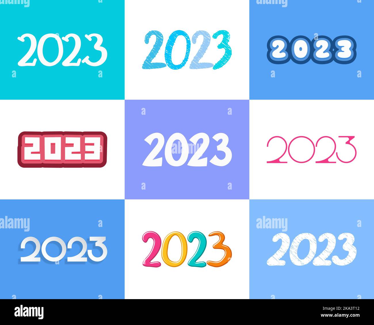 Stylish calendar dates 2023 on white blue background for New Year ...