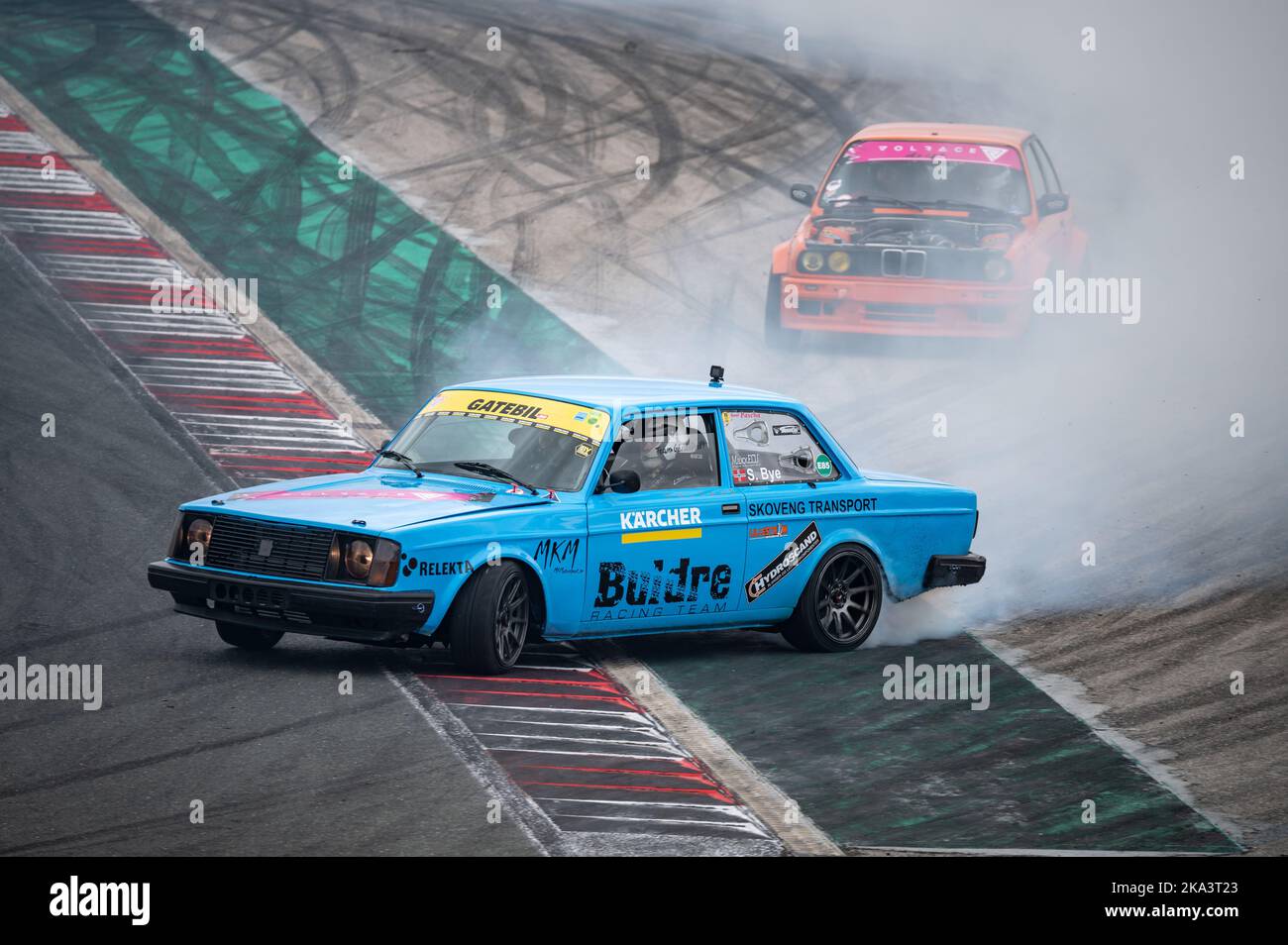 Volvo model 242 skidding on the race track Stock Photo - Alamy