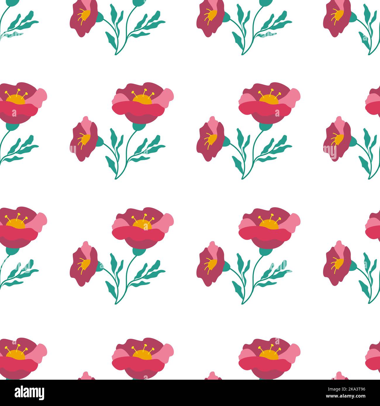 Floral seamless pattern, red and pink poppies. Vector illustration ...