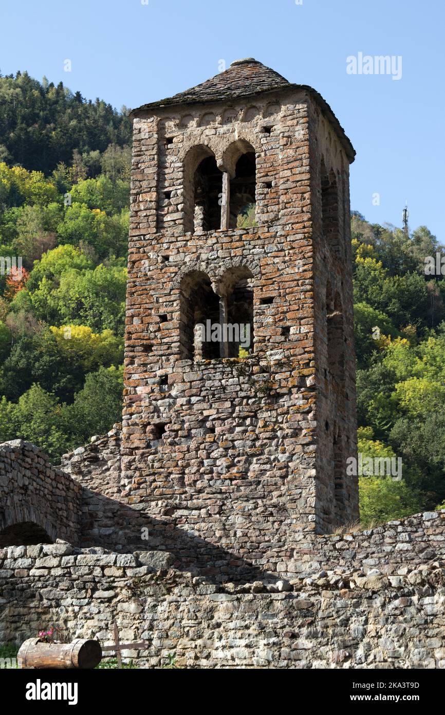 The Romanesque Church of Saint Pierre in Early Autumn, Mérens-les-Vals ...