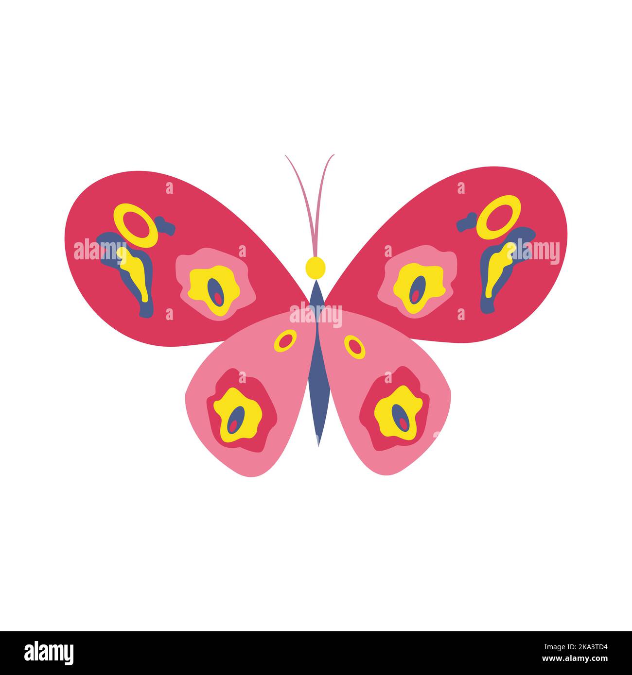 Colorful pink butterfly. Exotic flying insects. Vector illustration ...
