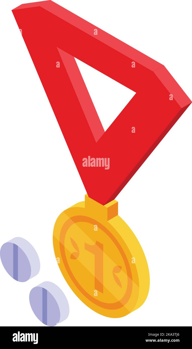 Doping gold medal icon isometric vector. Sport athlete. Woman health ...