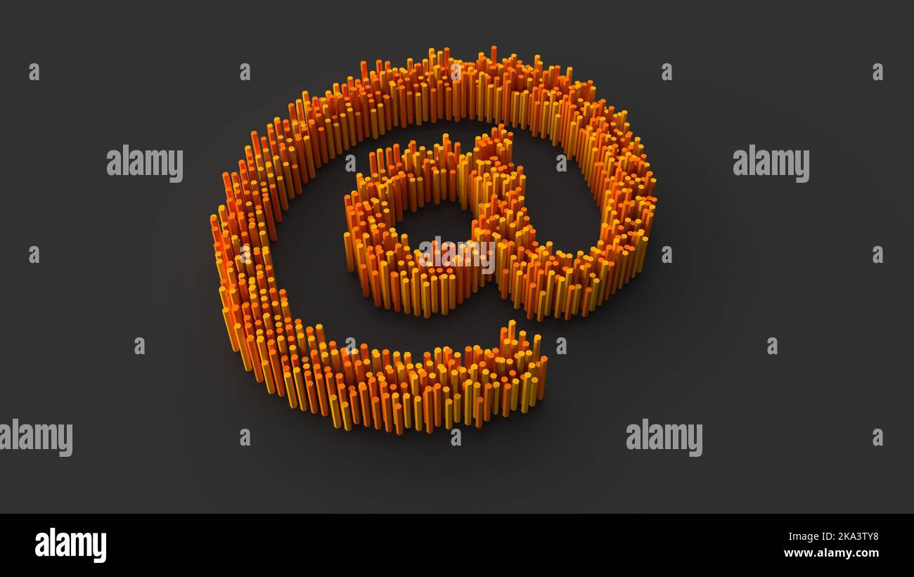 An illustration of a orange and red at symbol isolated over dark ...