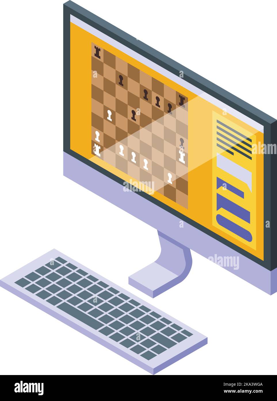 Computer chess icon isometric vector. Online game. Story business Stock ...