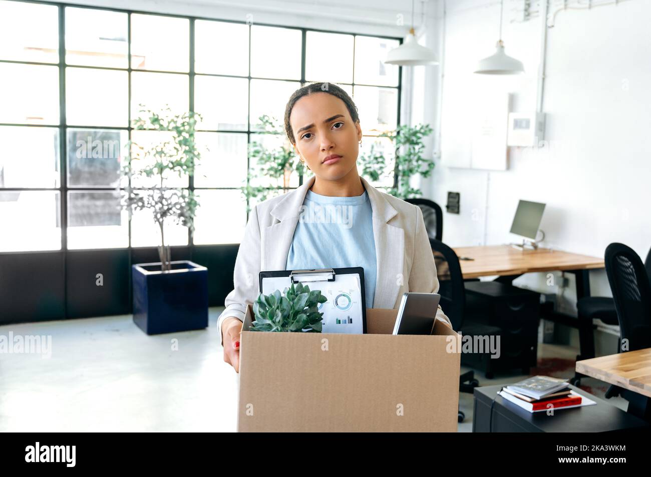 Lost job. Unhappy, disappointment upset latino or brazilian woman ...