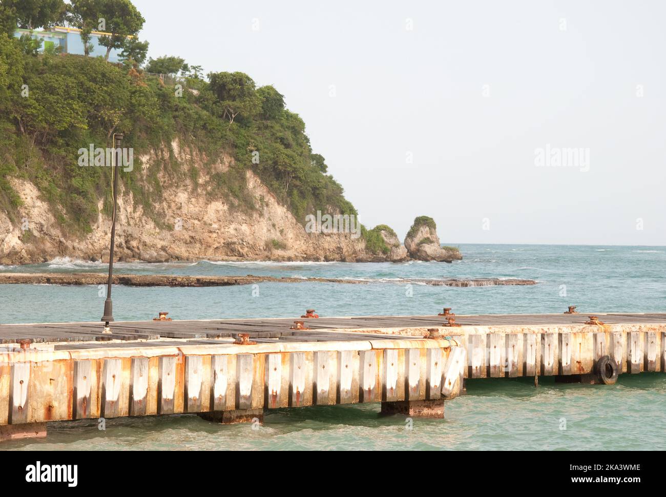 View to the sea and wharf/jetty, Jacmel, Haiti. Jacmel is an important ...