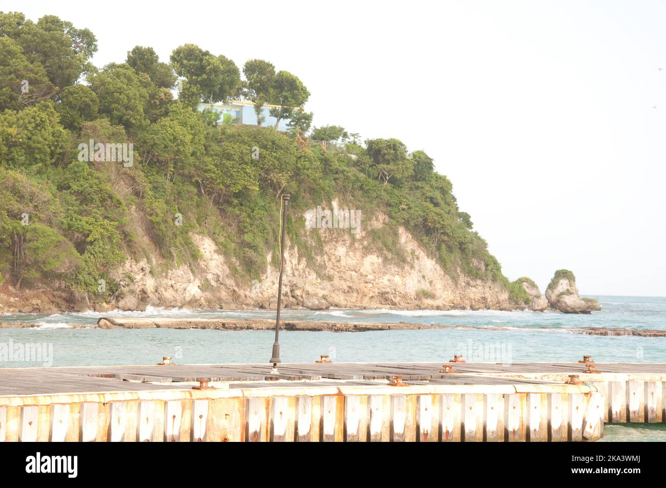 View to the sea and wharf/jetty, Jacmel, Haiti. Jacmel is an important ...