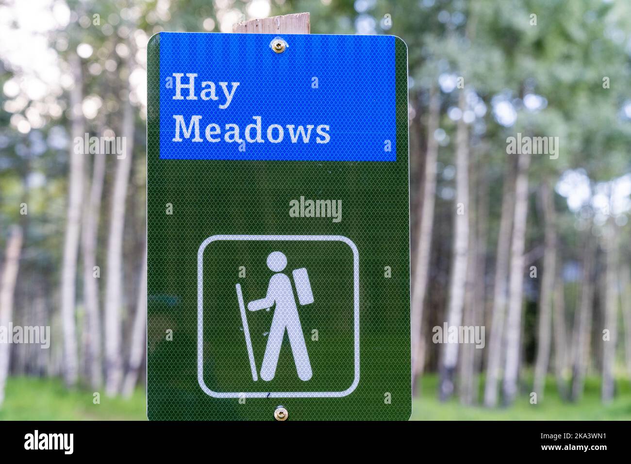 Trailhead sign for Hay Meadows, in Kananaskis Country Alberta Canada ...