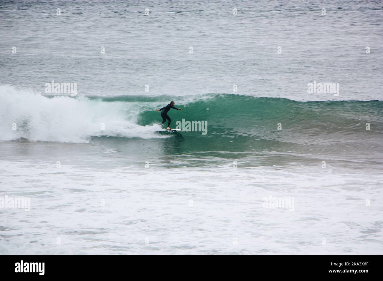 A surfer rides an ocean wave on her surfboard Stock Photo - Alamy