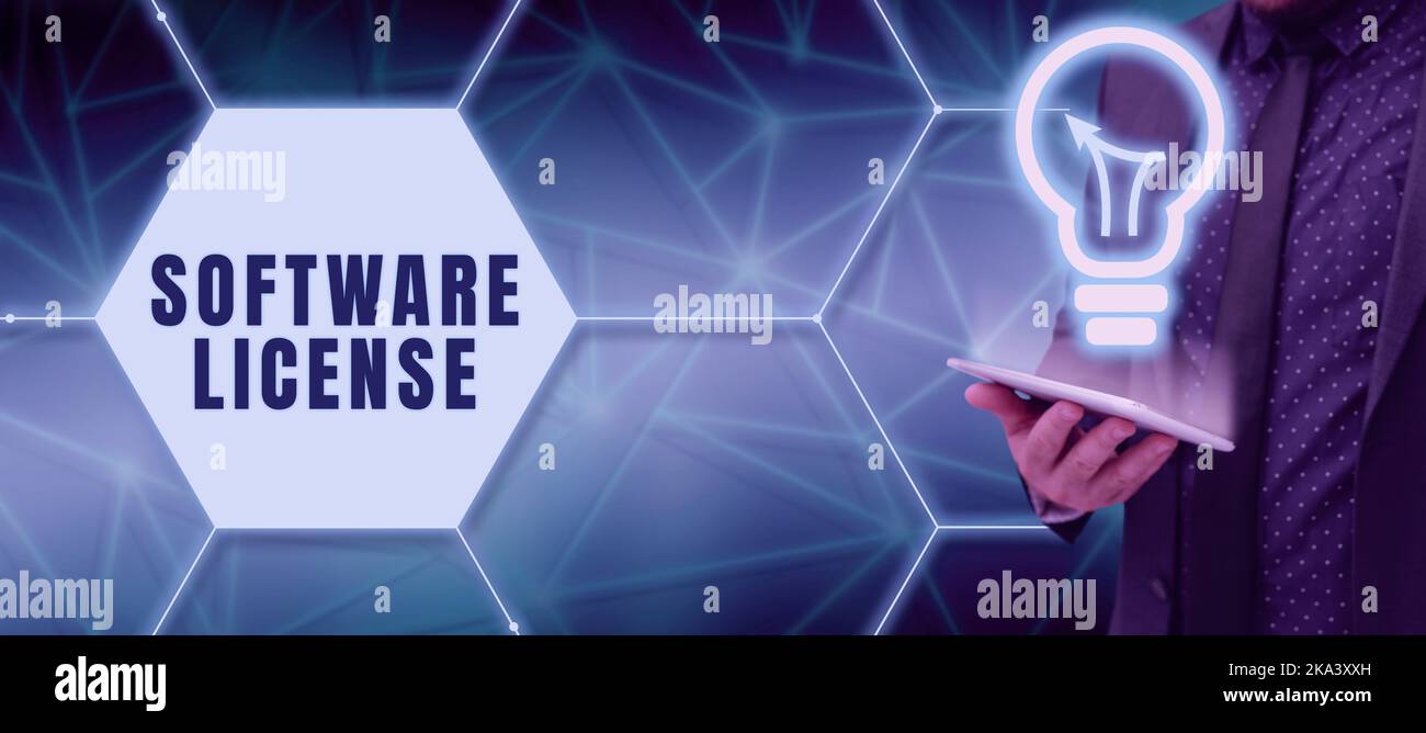 Sign displaying Software License, Business idea delivery of a letter or ...