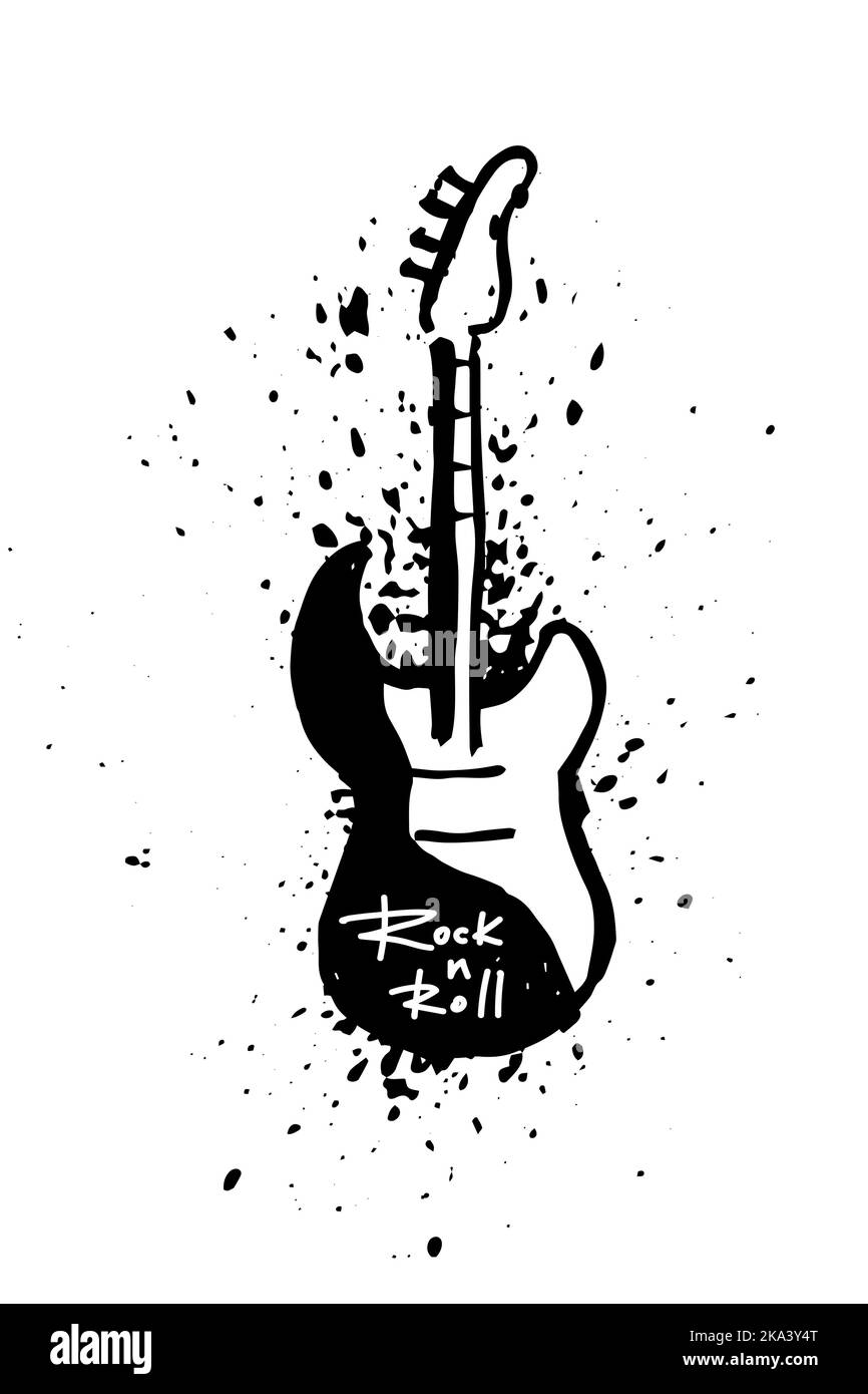Paint splatter guitar Black and White Stock Photos & Images - Alamy