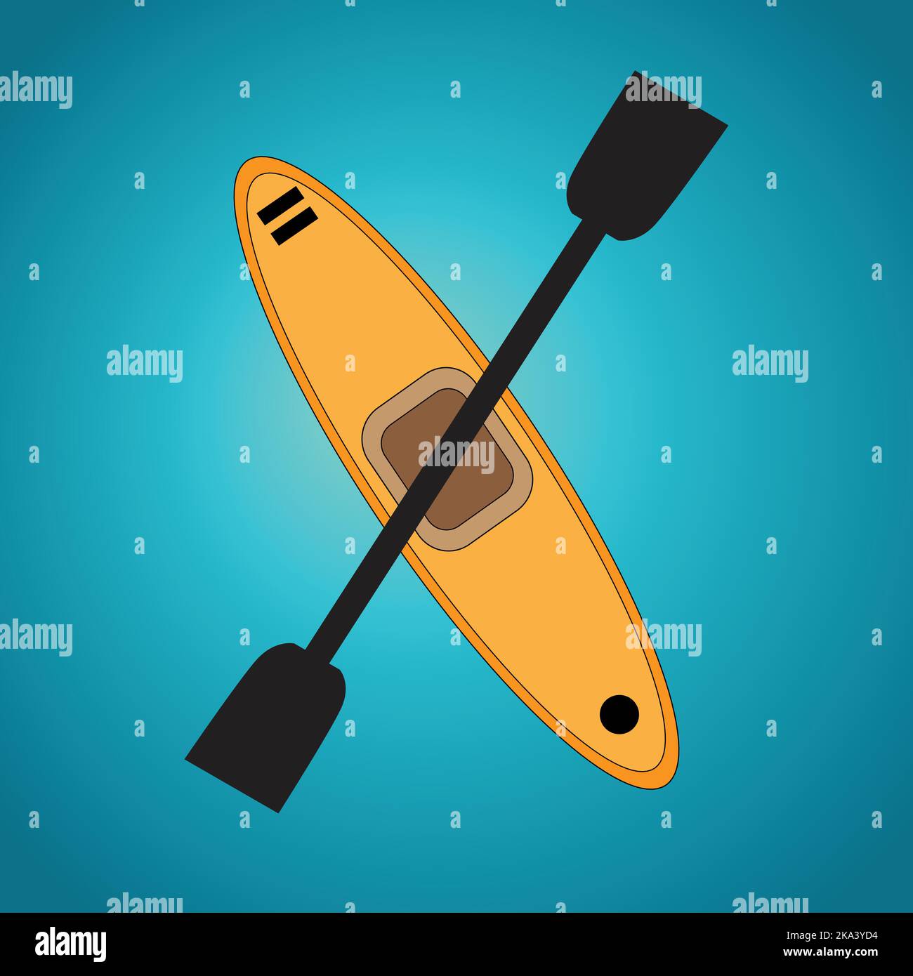 Kayak boat with paddle on blue background Stock Vector Image & Art - Alamy