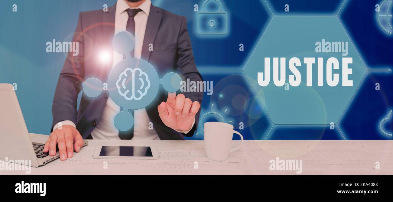 Handwriting text Justice, Word Written on use of power as appointed by ...