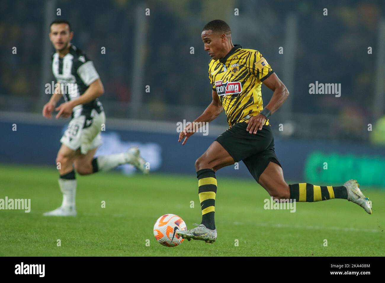 Athens, Greece. 30th Oct, 2022. AEK FC player Niclas Eliasson in action ...