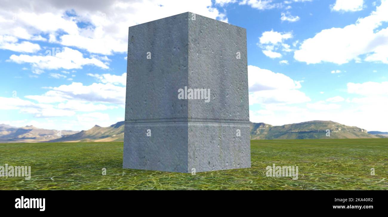 Tombstone of an unknown grave in the shape of a parallelepiped. Around ...