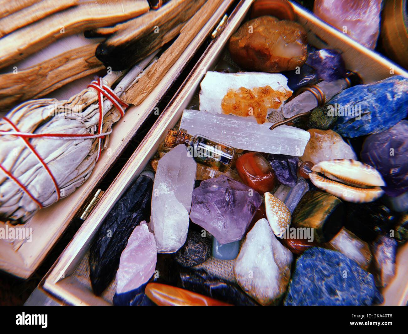 A top view of colorful crystal stones in the box Stock Photo - Alamy