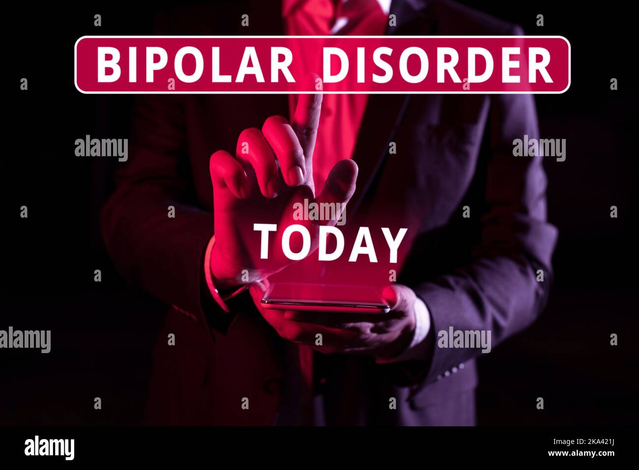 Hand writing sign Bipolar Disorder, Business idea funds are locked in a ...