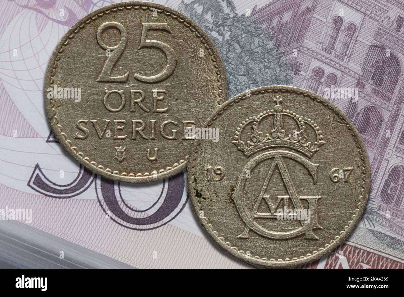 Swedish krona coin obverse and reverse, official currency of Sweden ...