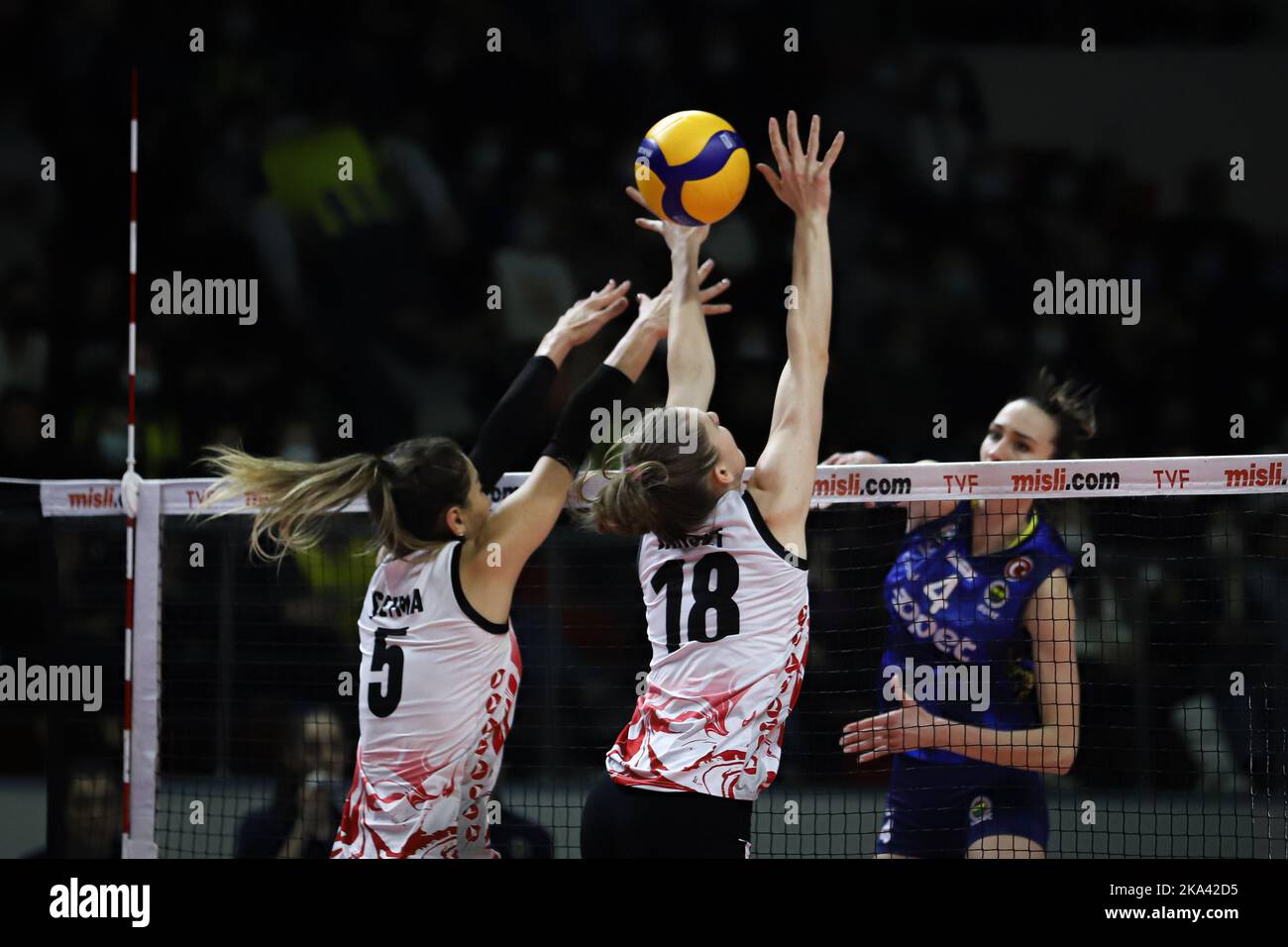 ISTANBUL, TURKEY - FEBRUARY 07, 2022: Seyma Ercan and Janset Cemre ...