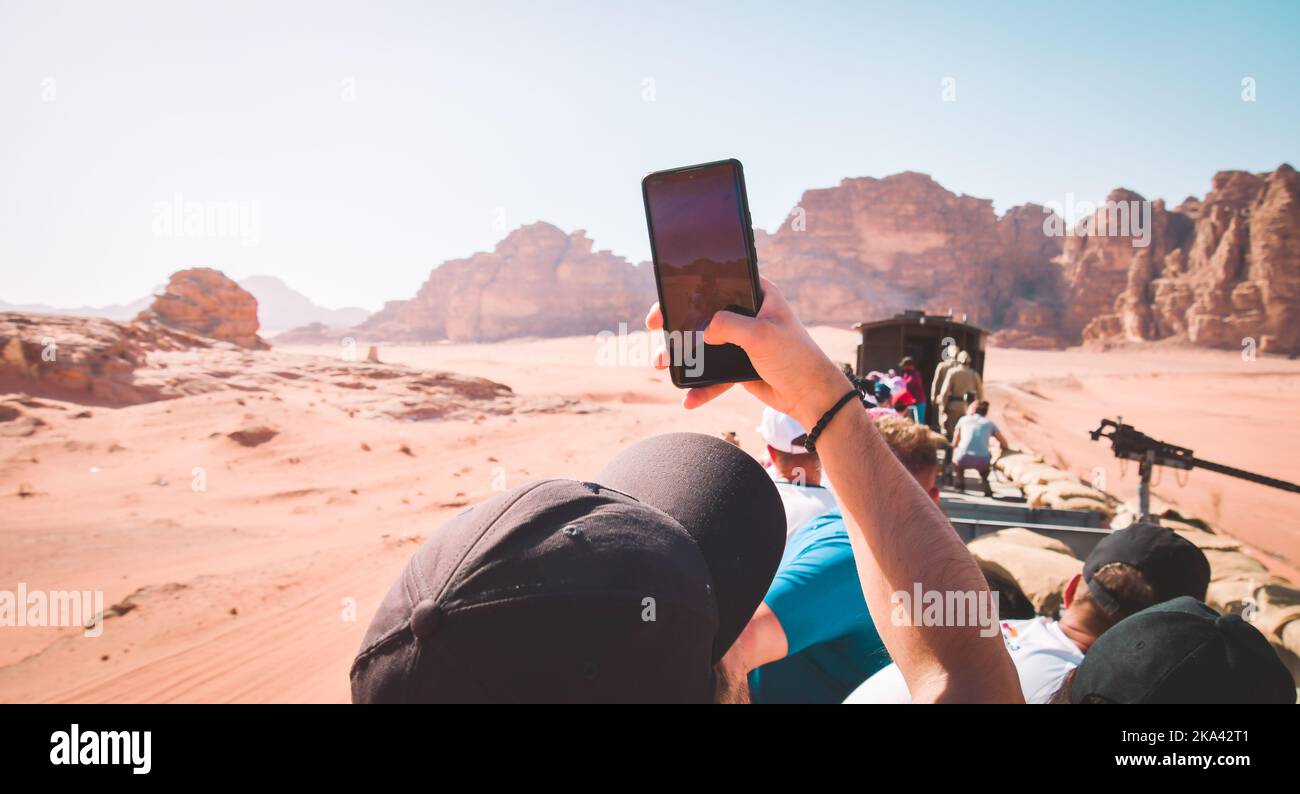 Wadi Rum, Jordan - 5th october, 2022: Tourist adventure ride experience ...