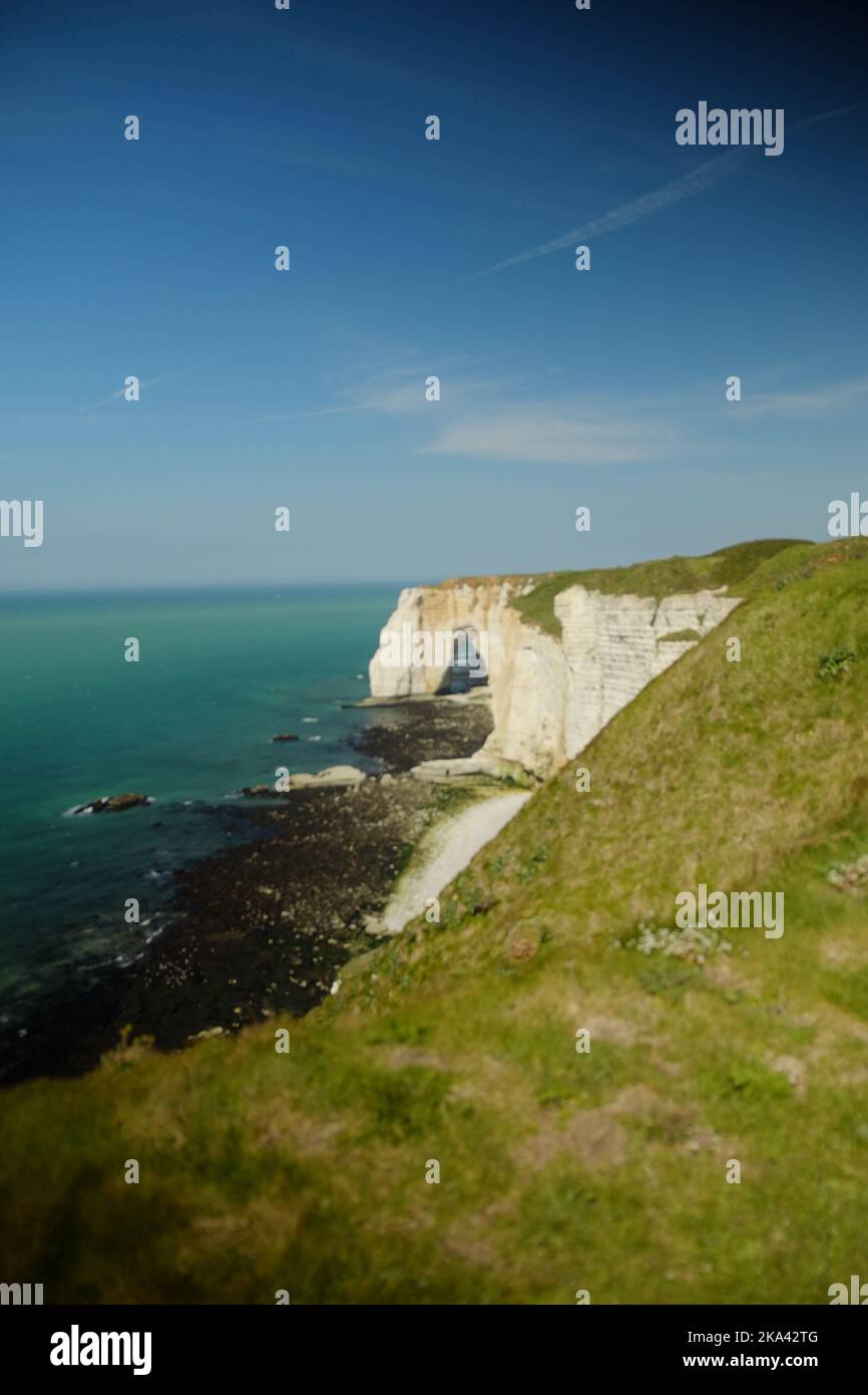 A vertical view of The White Cliffs of Dover in England, the UK Stock ...