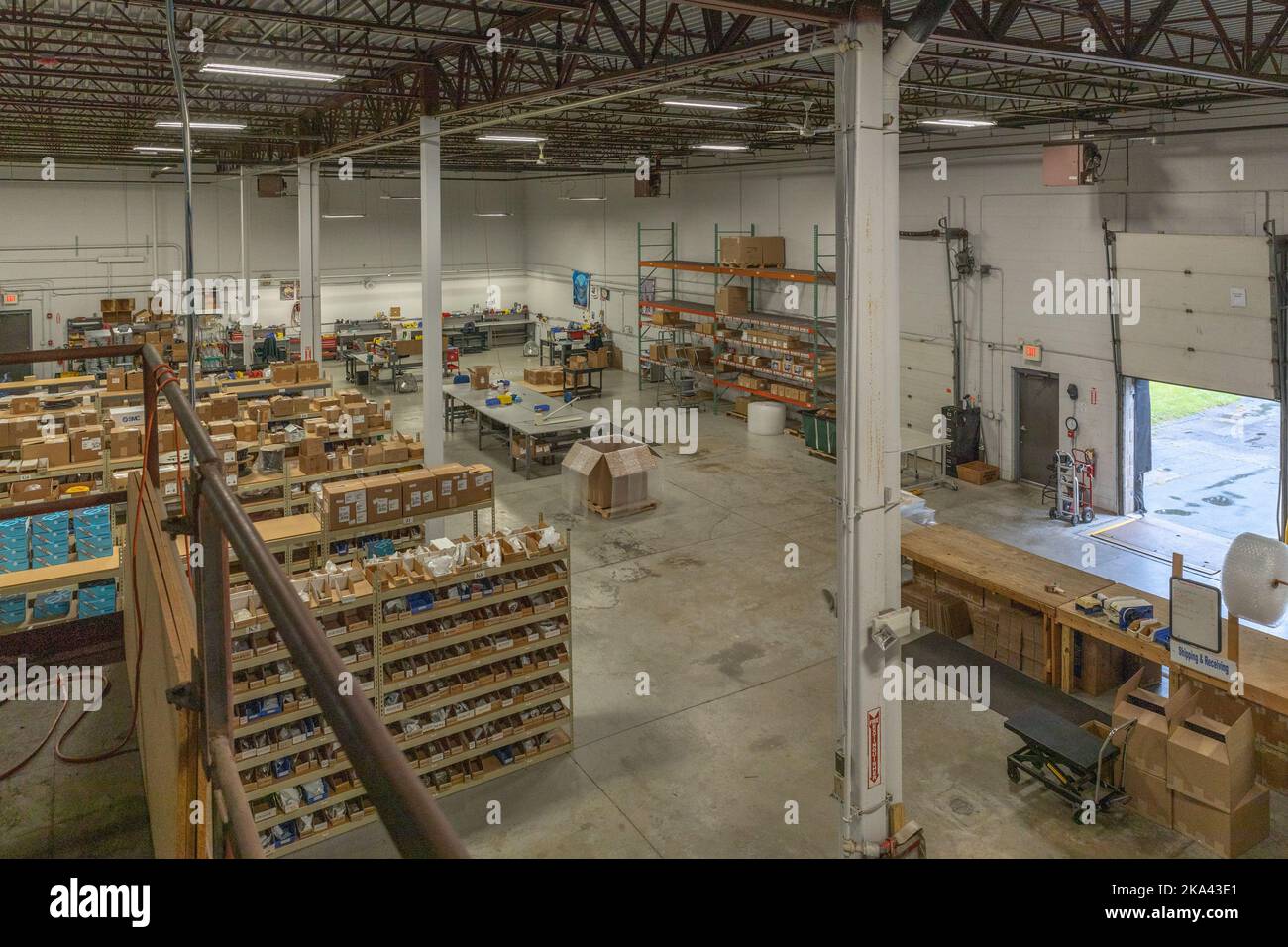 A high angle shot of a commercial building interior for manufacturing ...