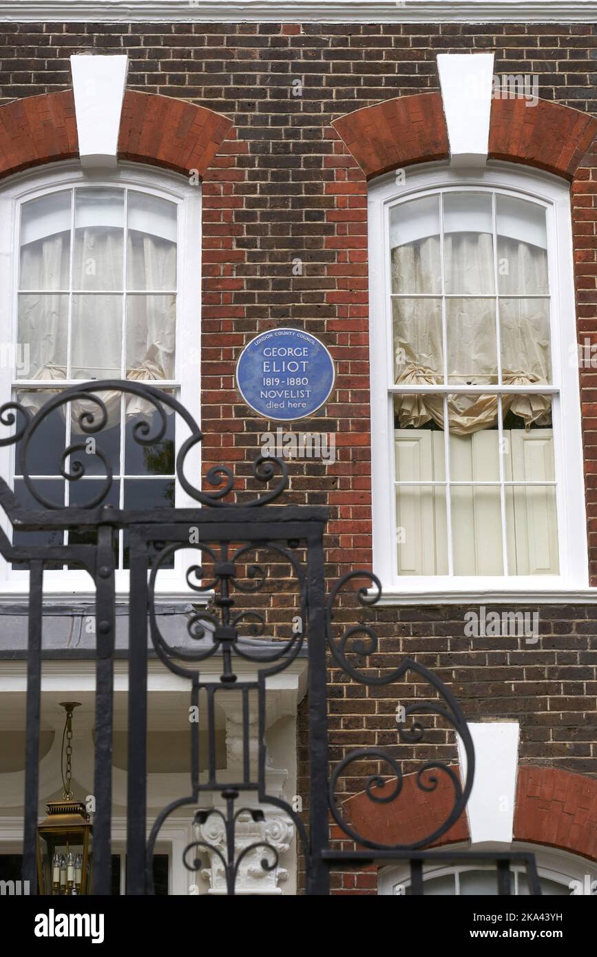 george elliot blue plaque chelsea Stock Photo - Alamy