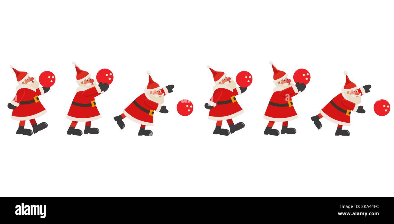 Santa Claus play bowling seamless border pattern Stock Vector Image ...