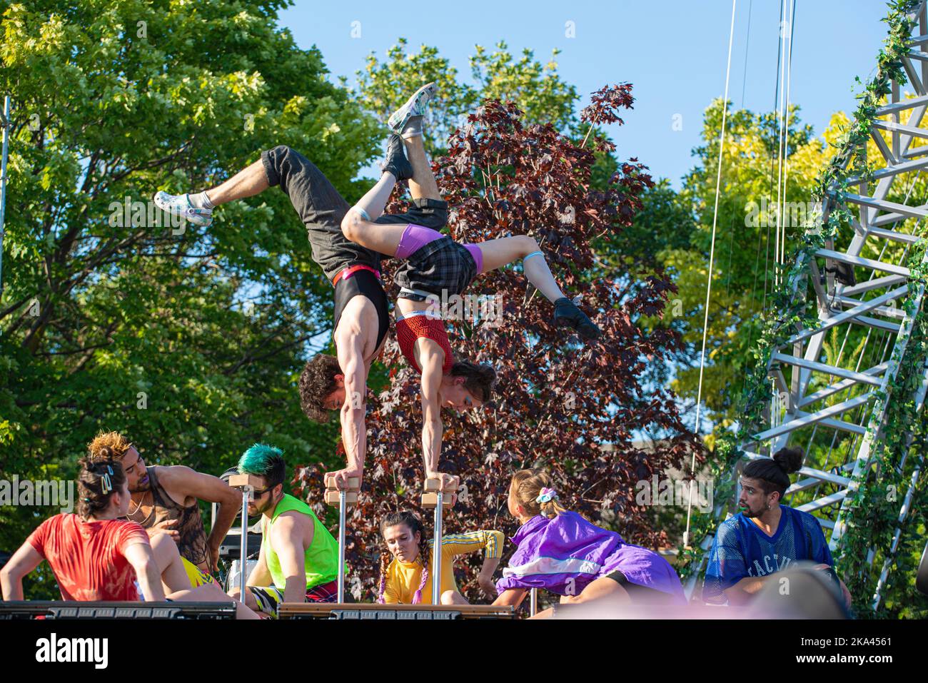 Montreal, Canada - July 2 2022: 3 Geants Cirque in Completement Cirque ...