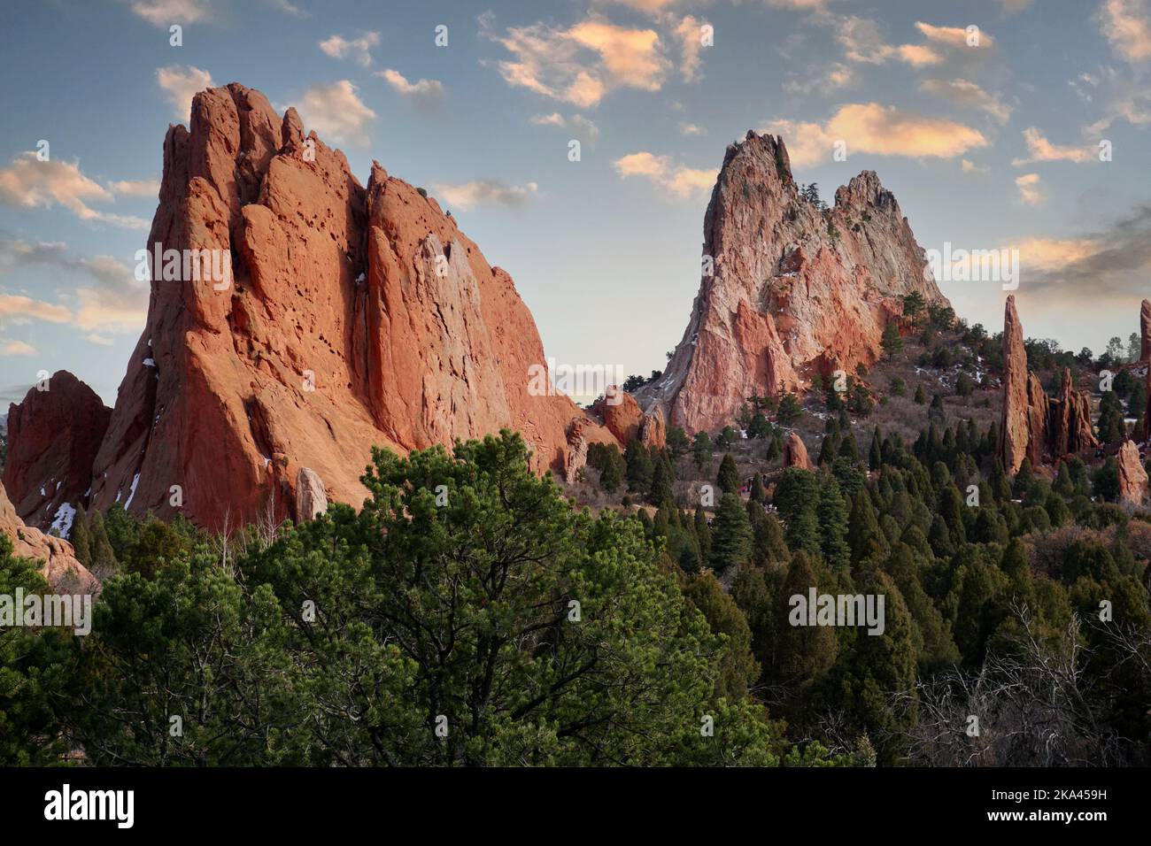 A beautiful landscape view of the Garden of the Gods in bright sunlight ...