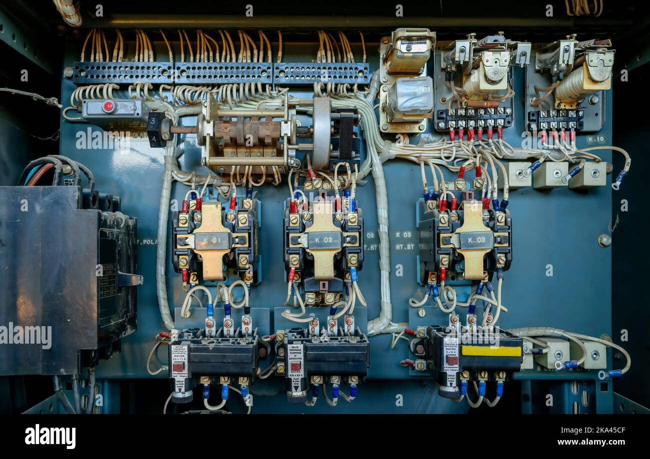 Old panel with various electrical components ideal for use as a ...